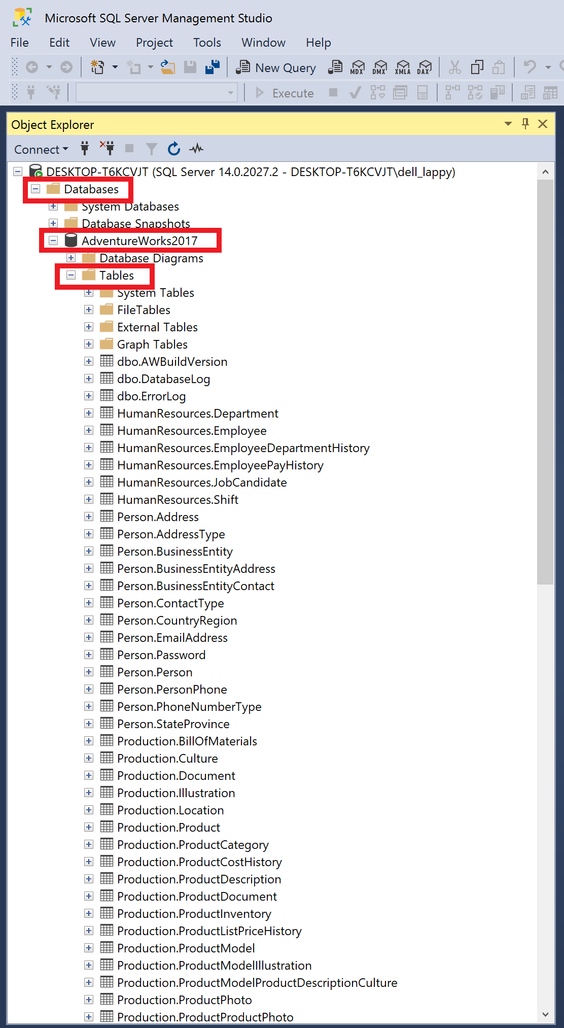 AW-1: Obtaining, Loading and Querying Adventure Works Database
