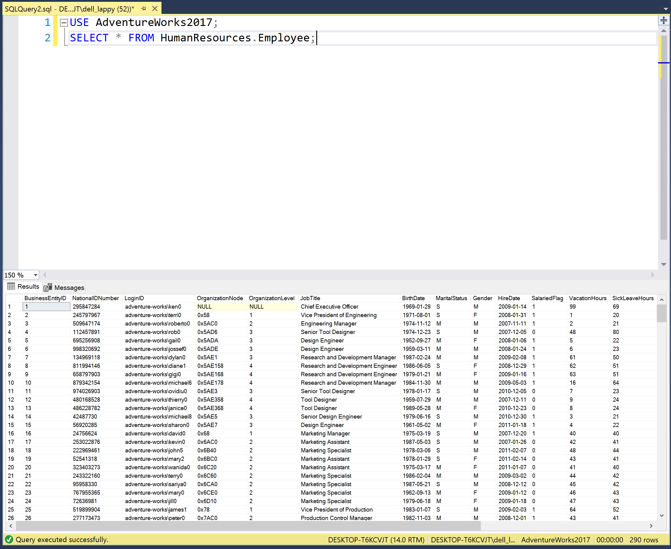 AW-1: Obtaining, Loading and Querying Adventure Works Database